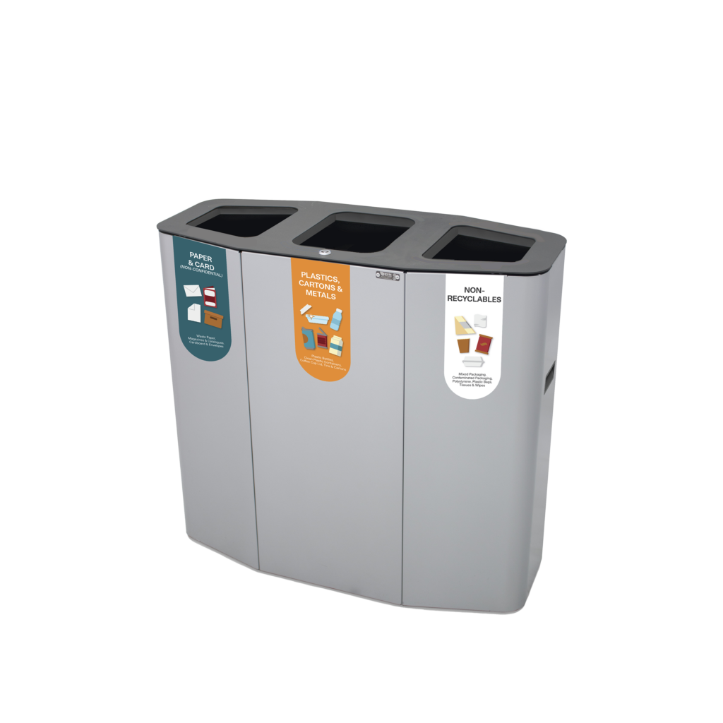 Unisort Evolve Indoor Recycling Bin With 3 Compartments - Unisort