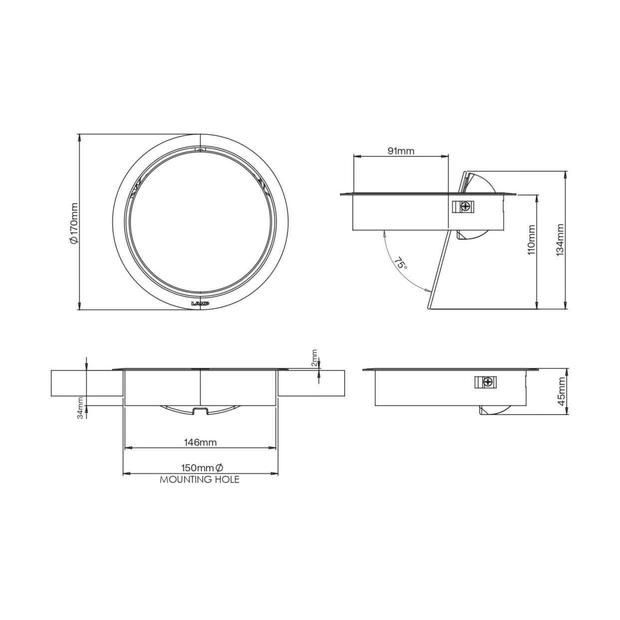 Unisort Edge Worktop Chute Round Flip Lid - Unisort