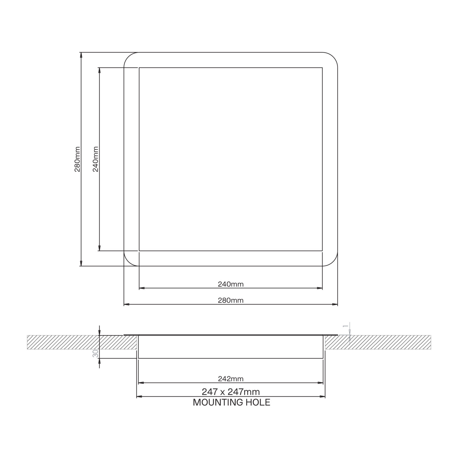 Unisort Edge Square Waste Chute Insert - Stainless Steel - Unisort