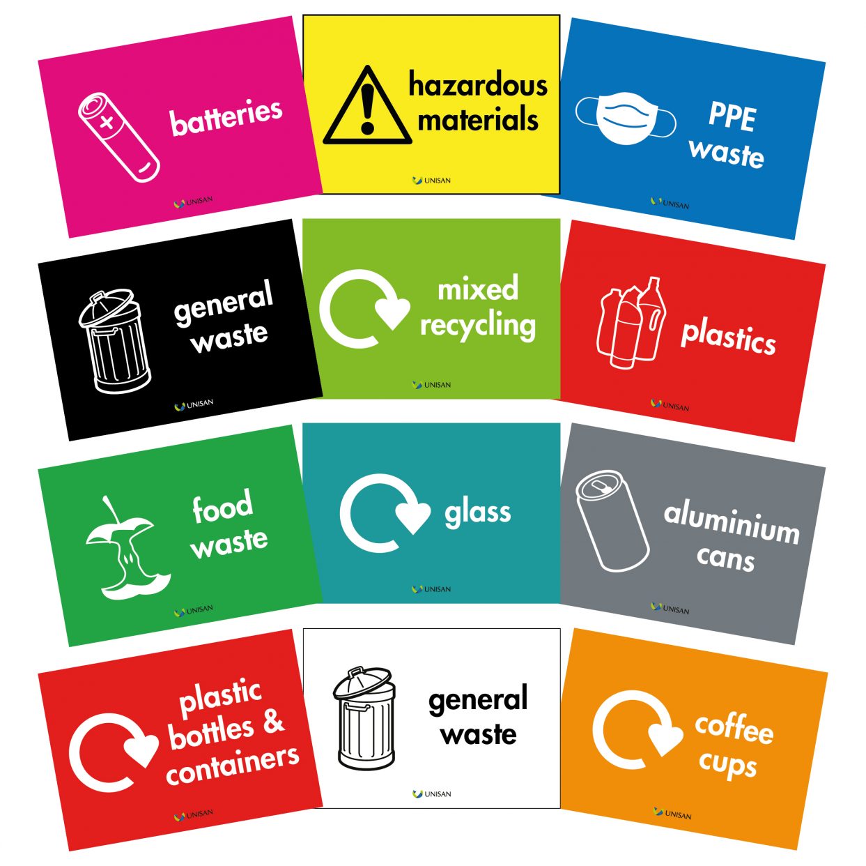 A5 Landscape Recycling Bin Labels - Unisort