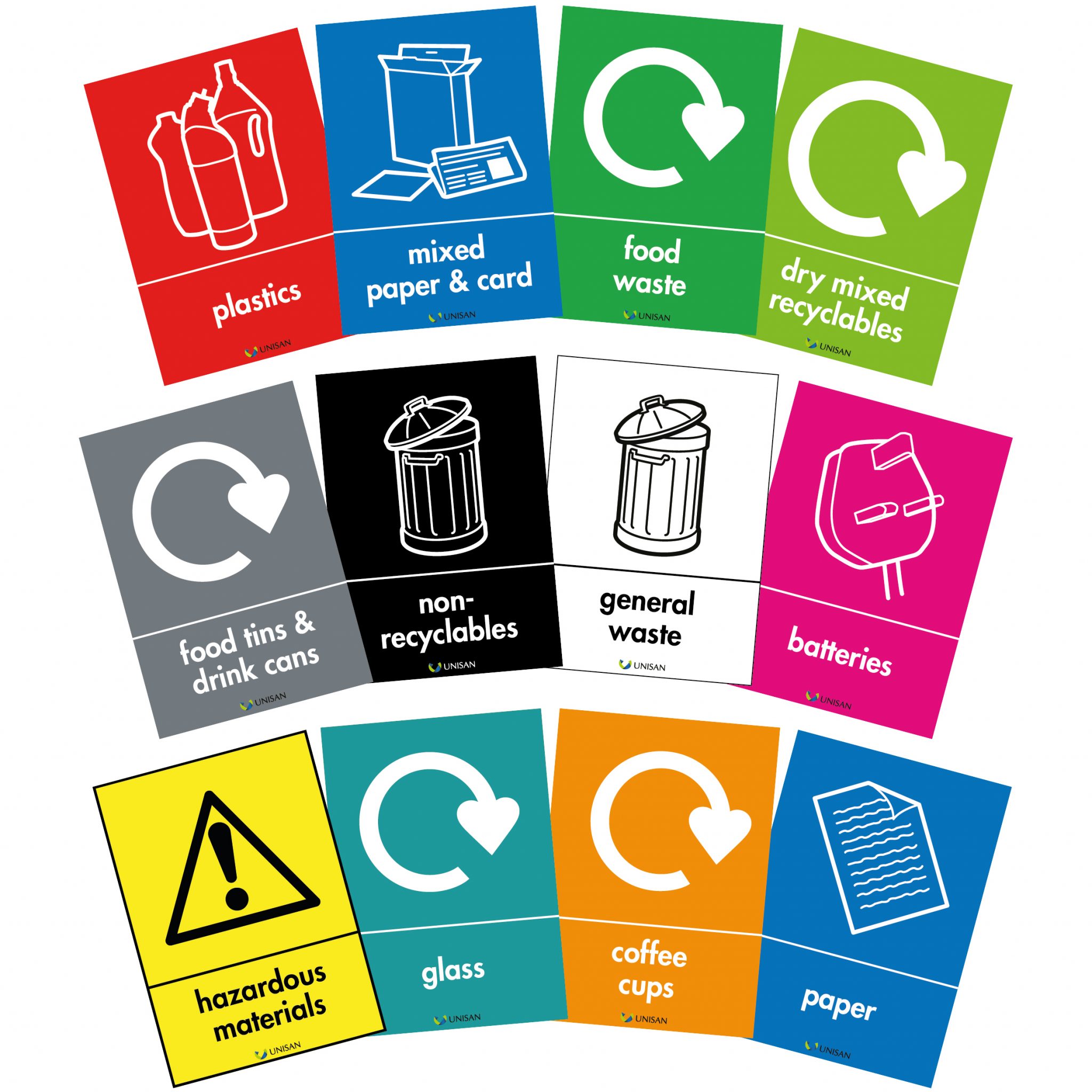 A5 Portrait Recycling Bin Labels - Unisort